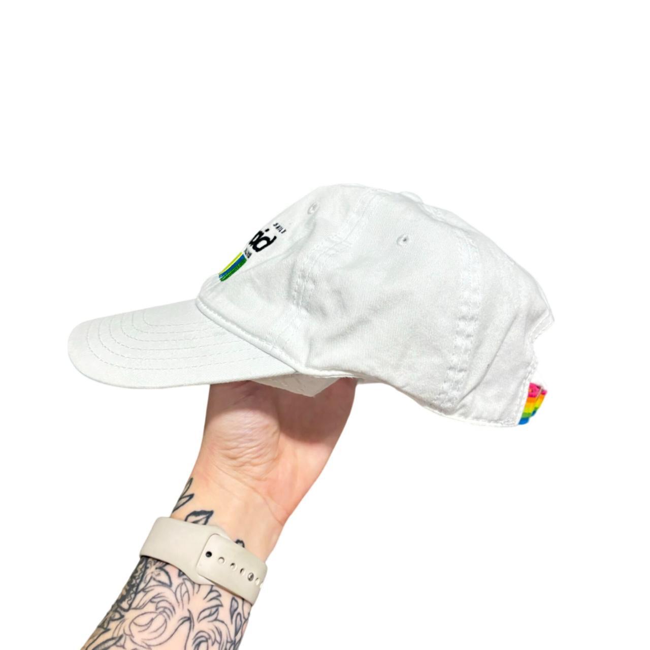 Polaroid White Adjustable Baseball Cap With Rainbow... - Depop