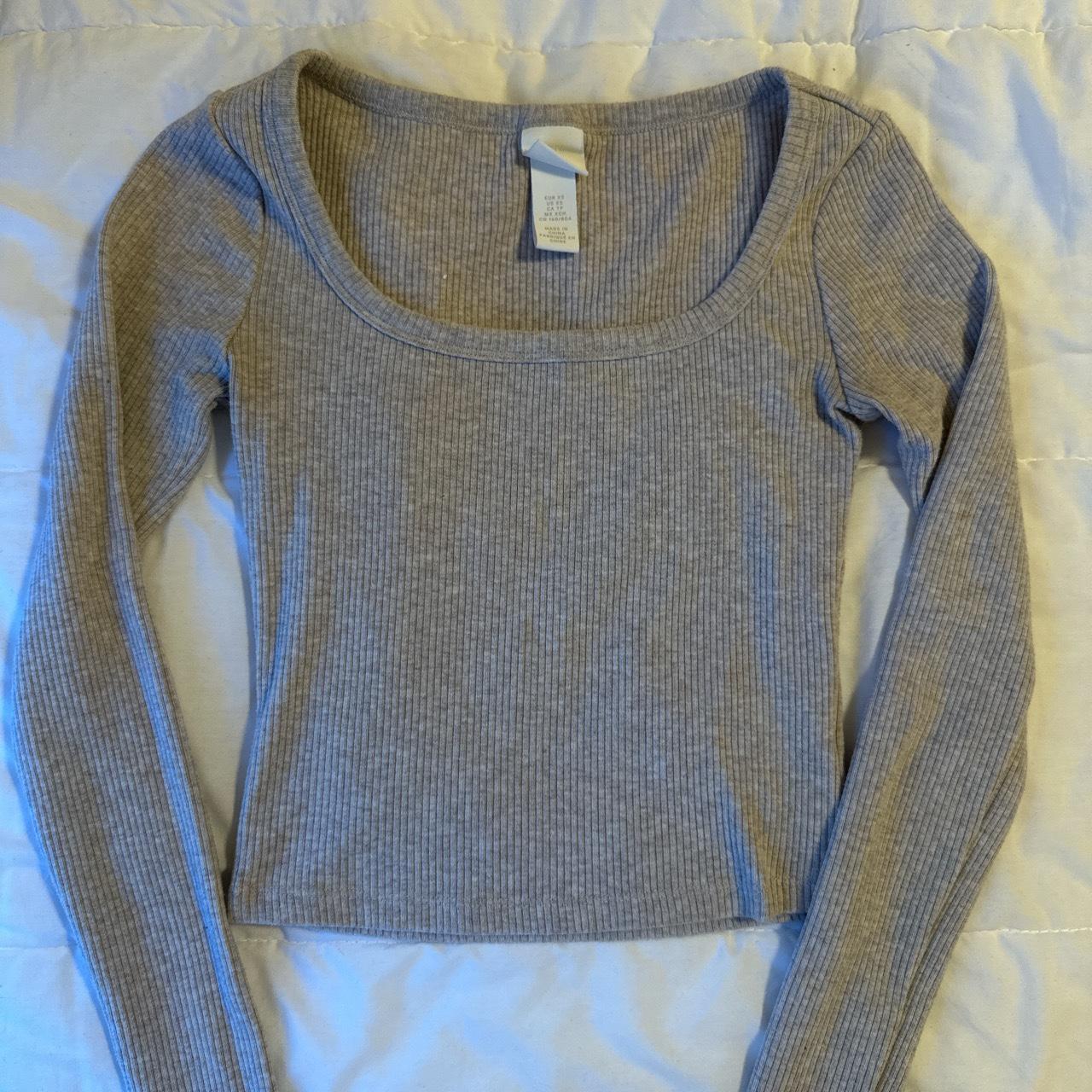 h&m ribbed long sleeve scoop neck top in size XS.... - Depop