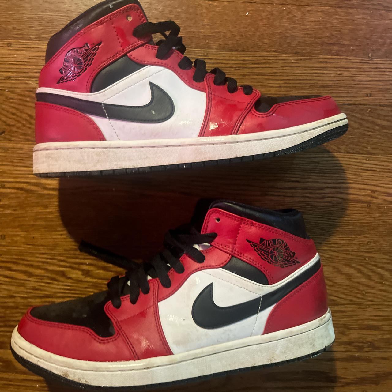 Red and black Jordan 1s -worn -size 8 in men’s... - Depop