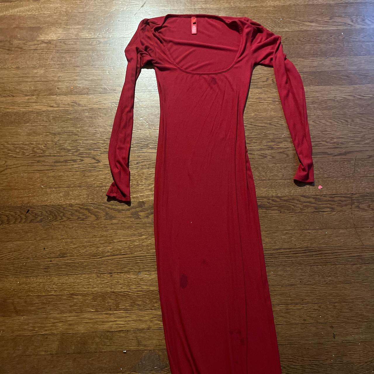 Red skims dress Women’s (M) Oil stain - Depop