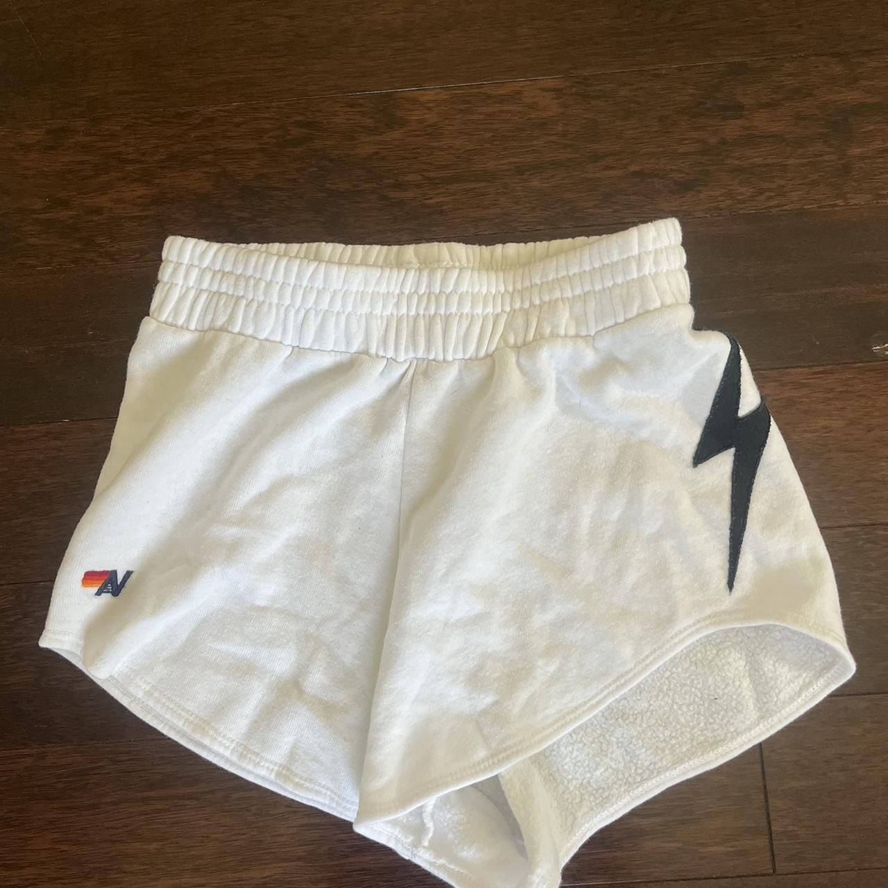 Aviator Nation Shorts with Lighting Bolt White Size... - Depop