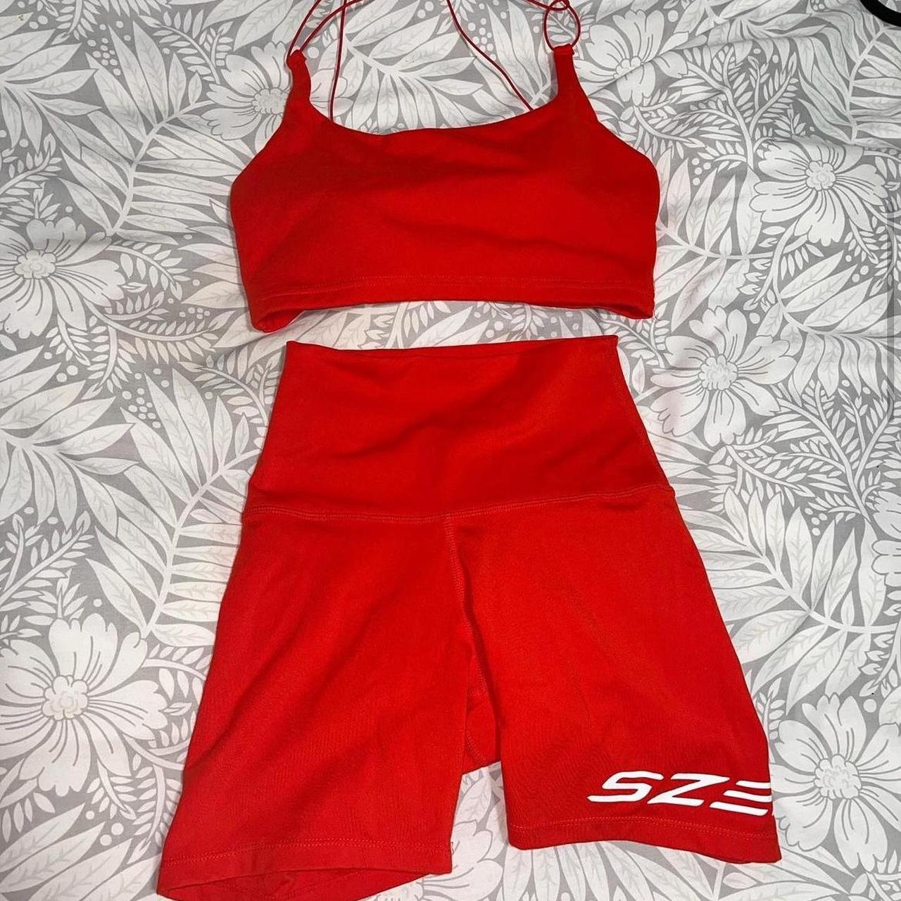 Cute red active wear set. XS in the bottoms and a S... - Depop