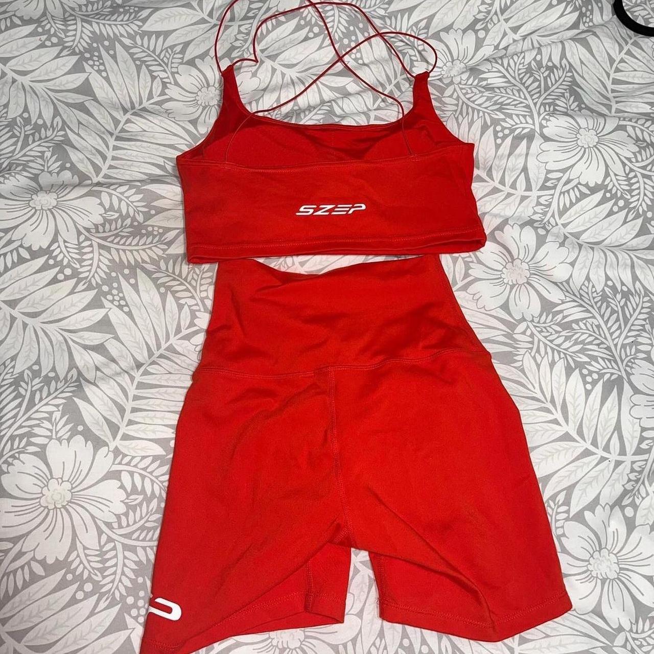 Cute red active wear set. XS in the bottoms and a S... - Depop