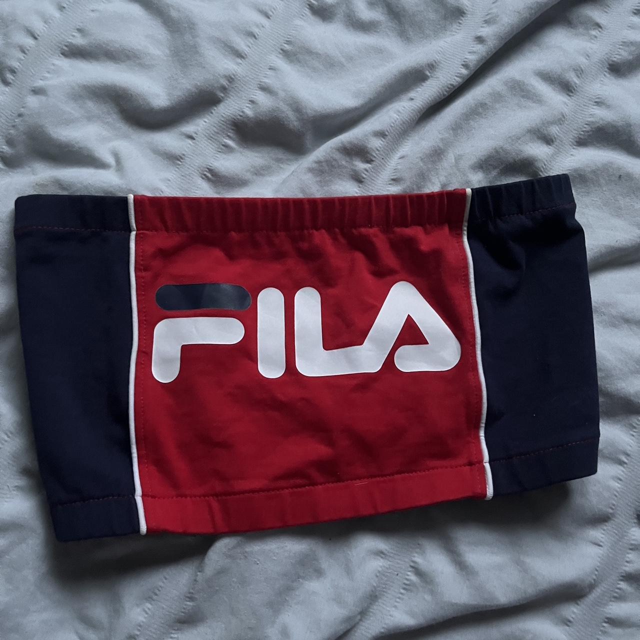 FILA Red, Blue And White Bandeau Crop Top UK XS But... - Depop
