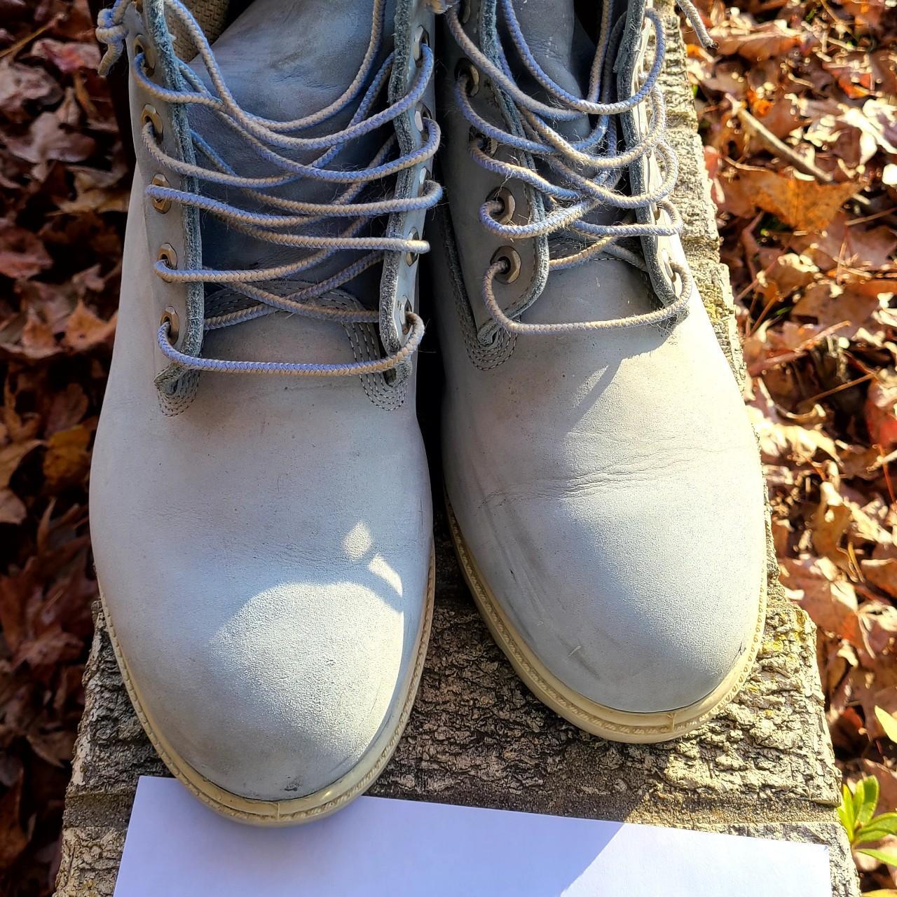 Distressed Light Blue 11m Timberland Boots - Depop
