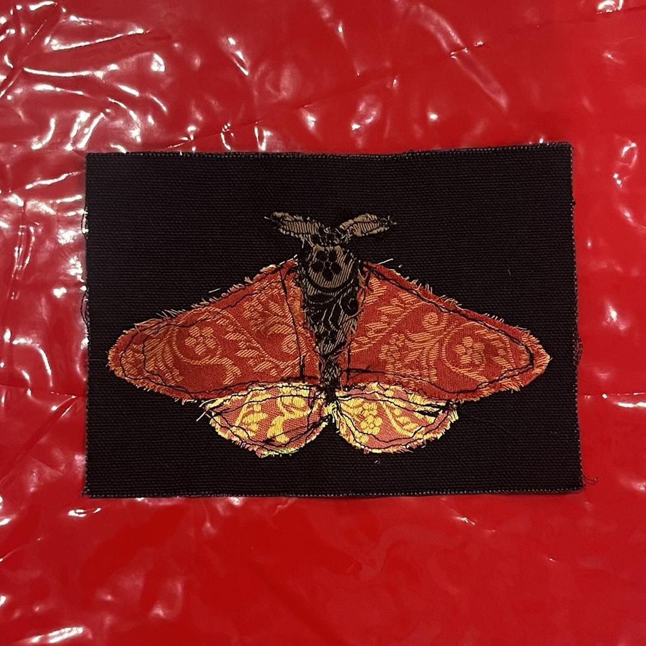 Handmade patchwork style moth patch, made with... - Depop