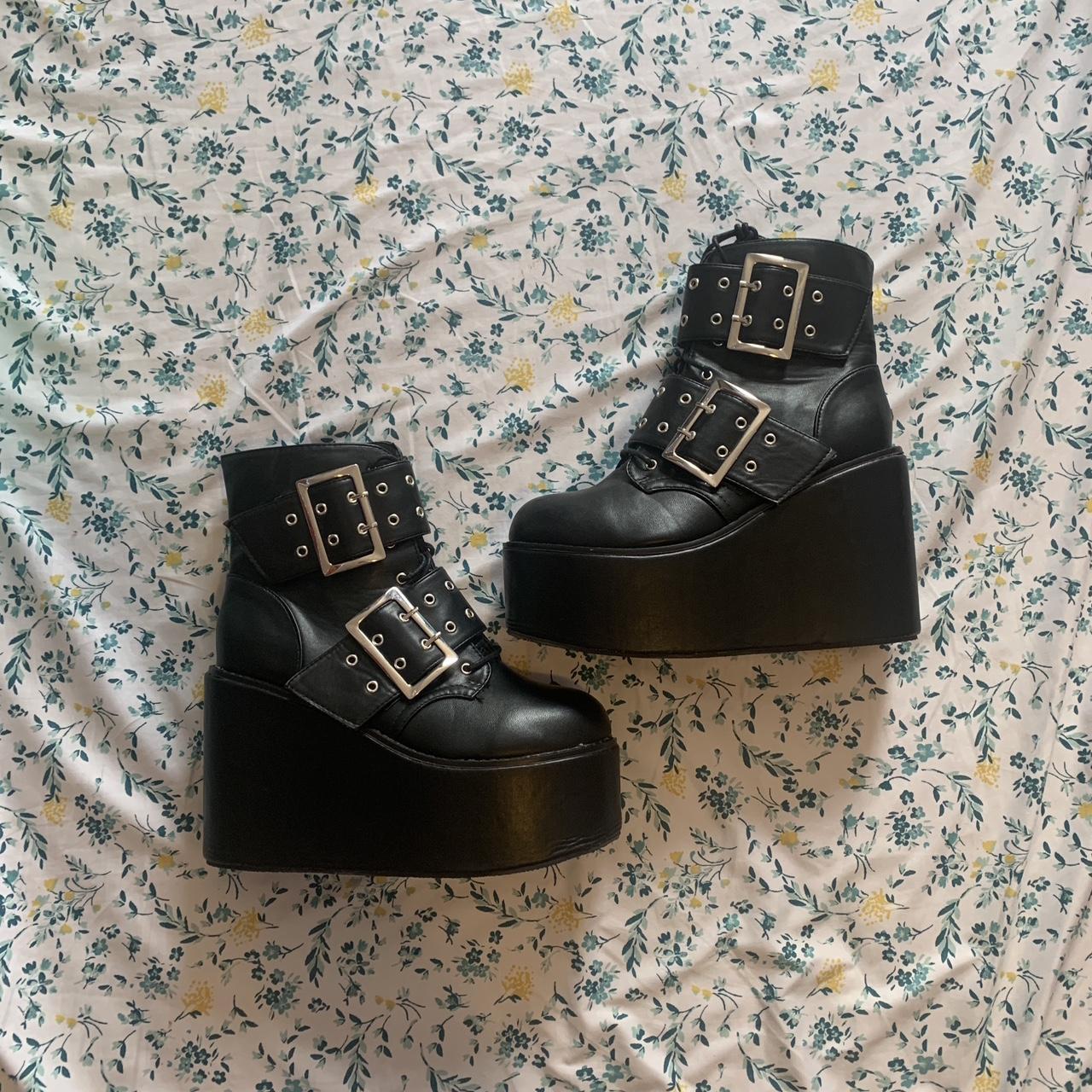 Worn Once Black Hot Topic Buckle Platform Shoes -... - Depop