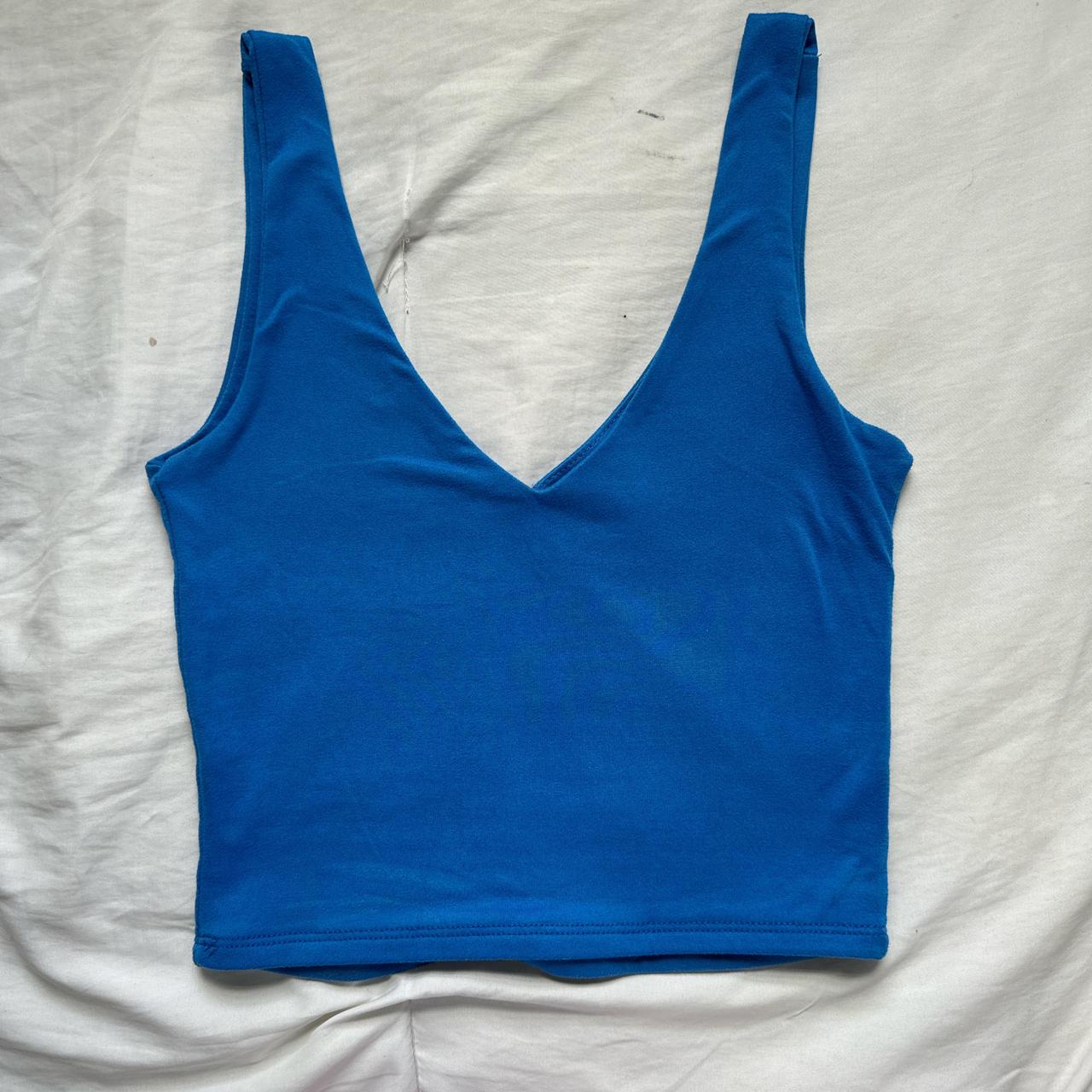 size small tj maxx blue v neck tank top shapes your... - Depop
