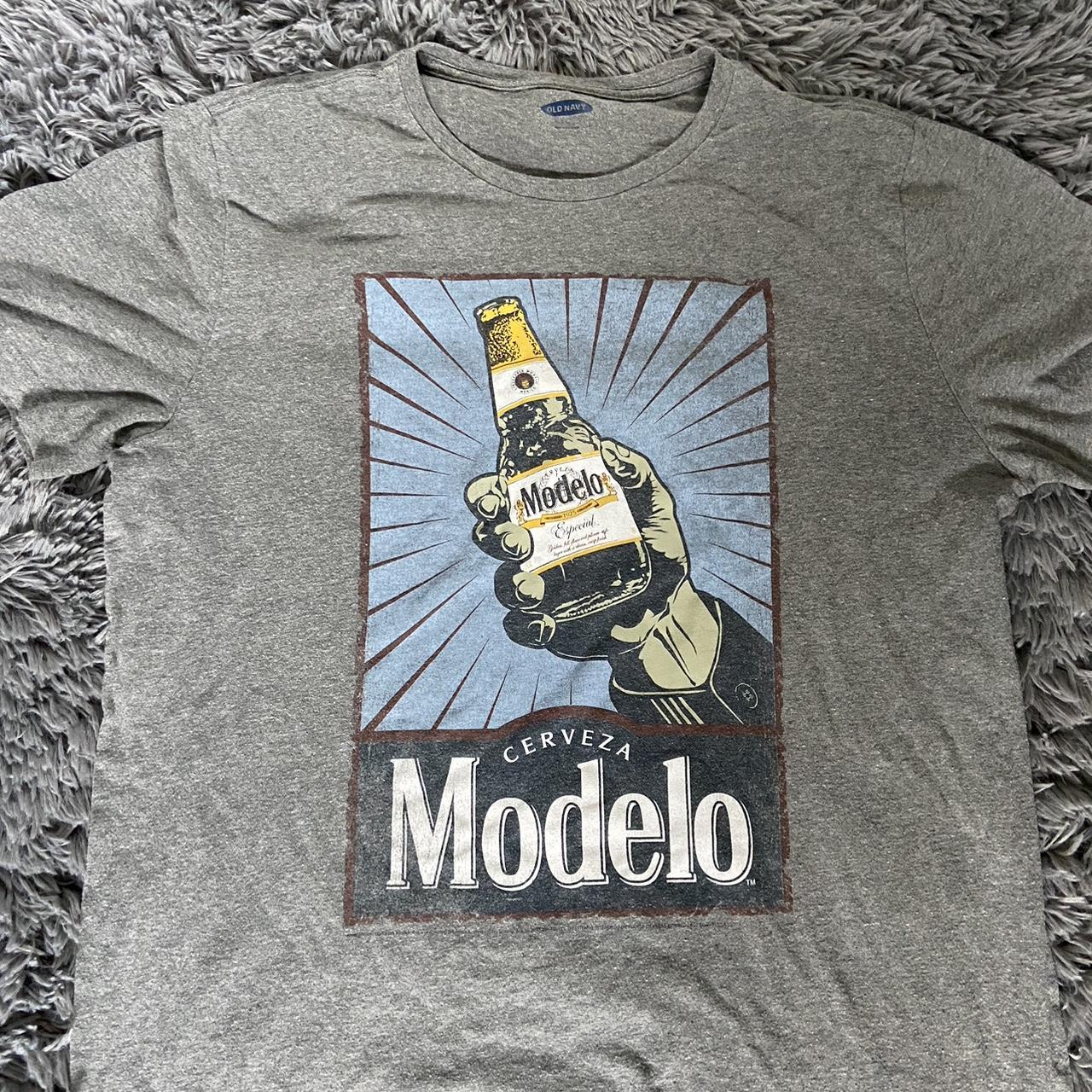 Large grey modelo beer t shirt - Depop