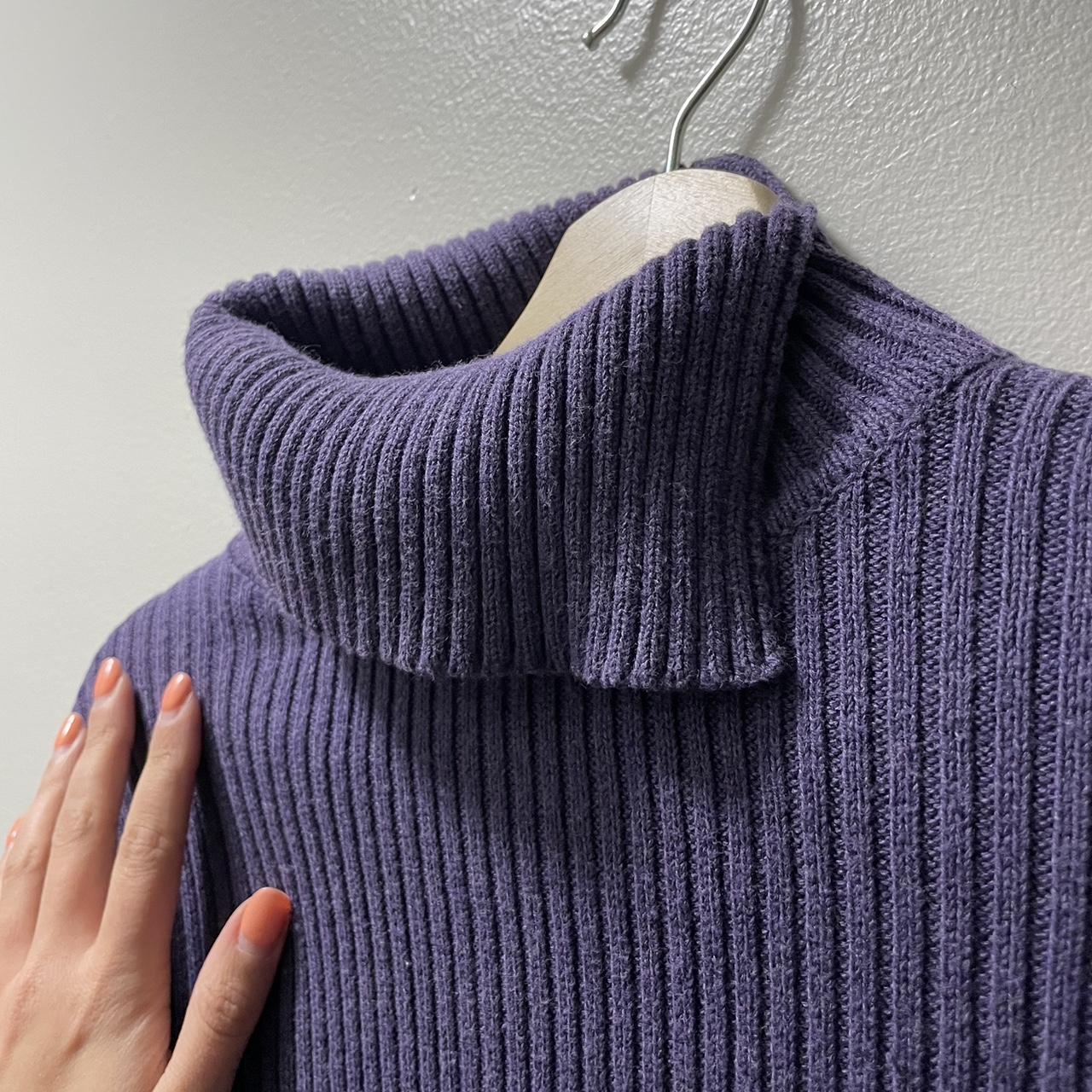 Purple ribbed turtleneck sweater in purple. - Depop