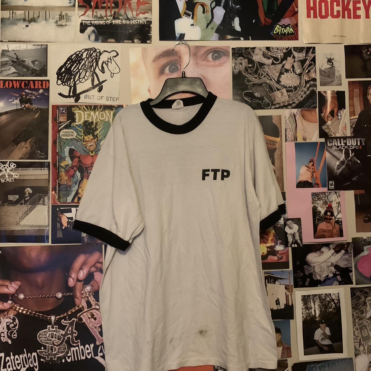 FTP white and black t-shirt size large and has a... - Depop