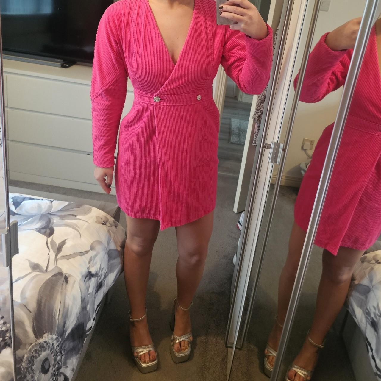 Primark pink wrap over mini dress Size 6 Worn... - Depop