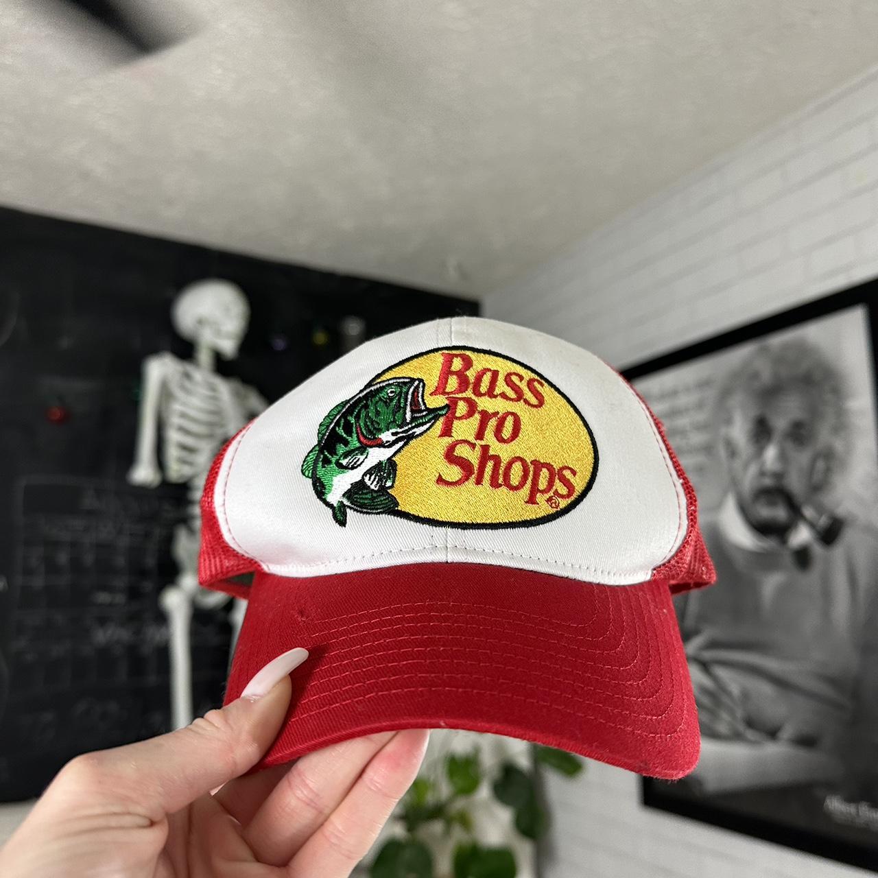 red bass pro shop hat adjustable - Depop
