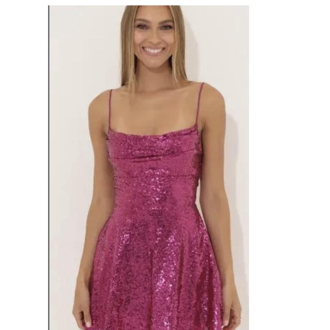 -pink Lucy in the sky sequin dress -there is a... | Depop