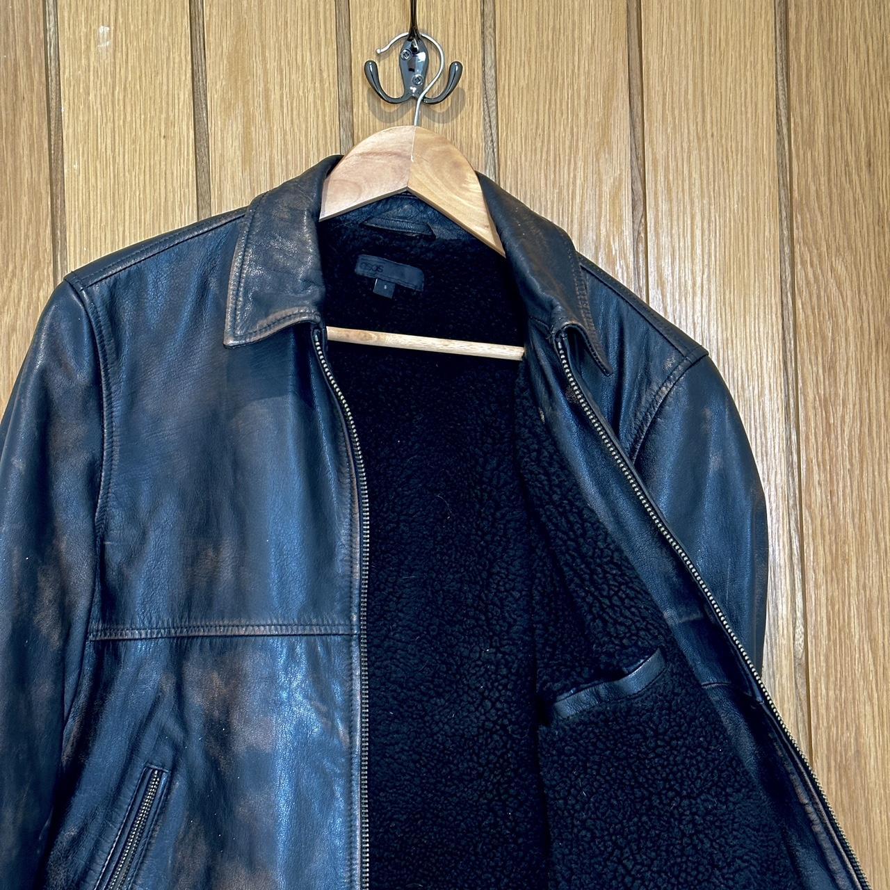 Genuine Leather Jacket with borg lining Worn... - Depop