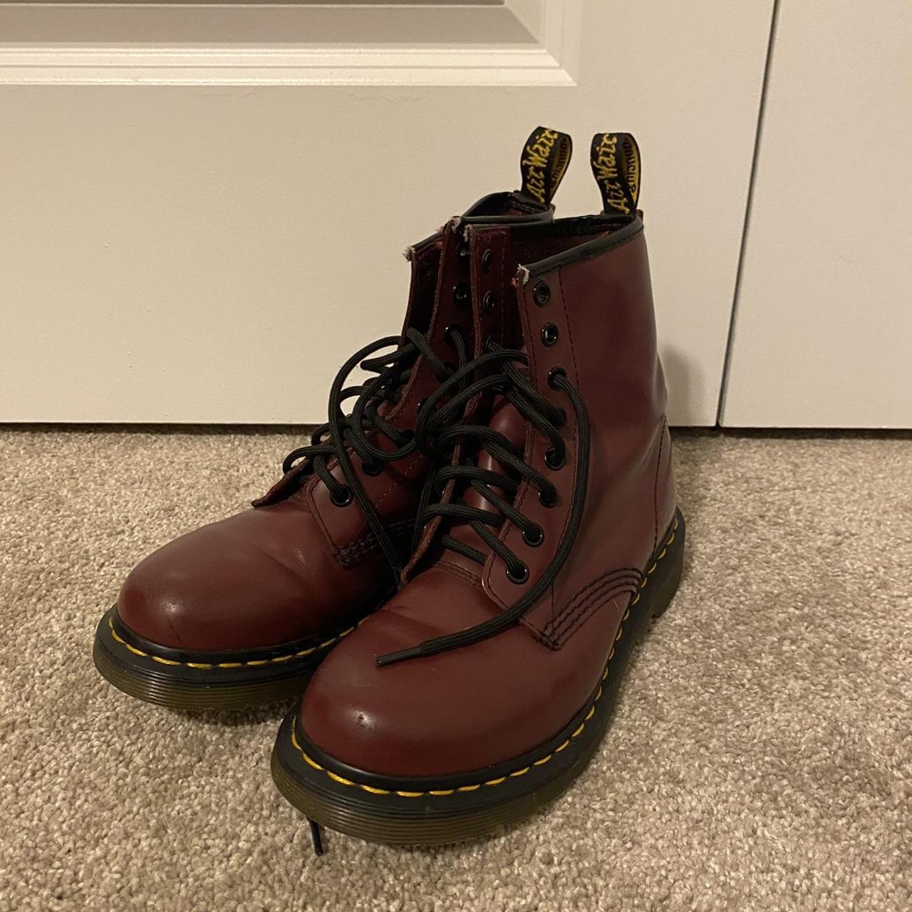 Doc Marten 1460 smooth Boots in Cherry Red These... - Depop