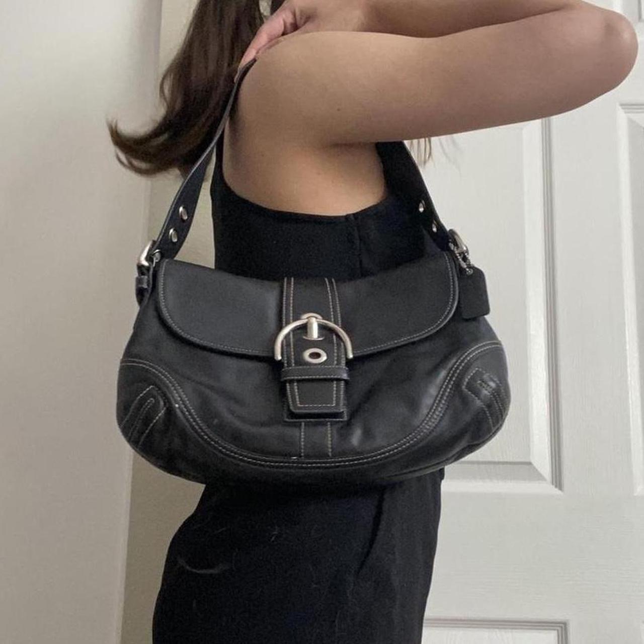 Black Coach Signature Soho Flap Bag - medium size... - Depop