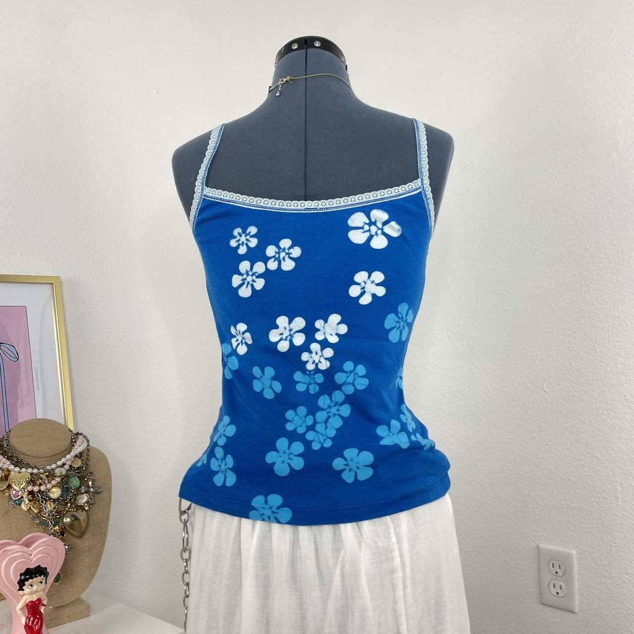 beach cami top 🌺 Y2K mermaidcore Early 2000s blue... - Depop