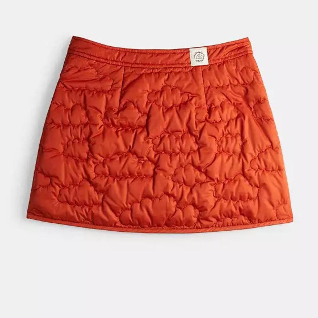 Orange mini skirt with a preppy, indie vibe... | Depop