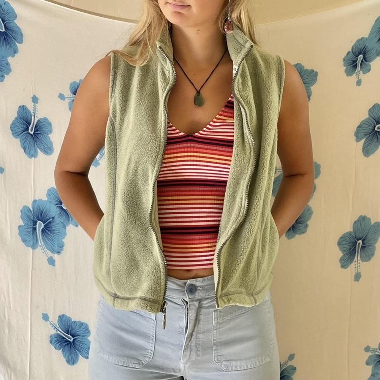 Safe green fleece vest. Great for layering, super... - Depop