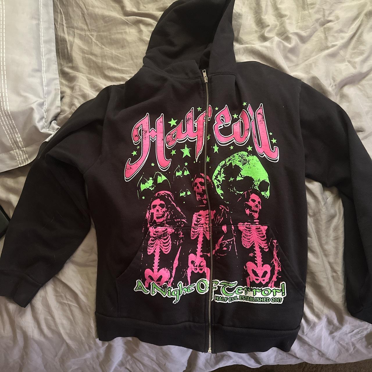 Half Evil Zip Up - Depop