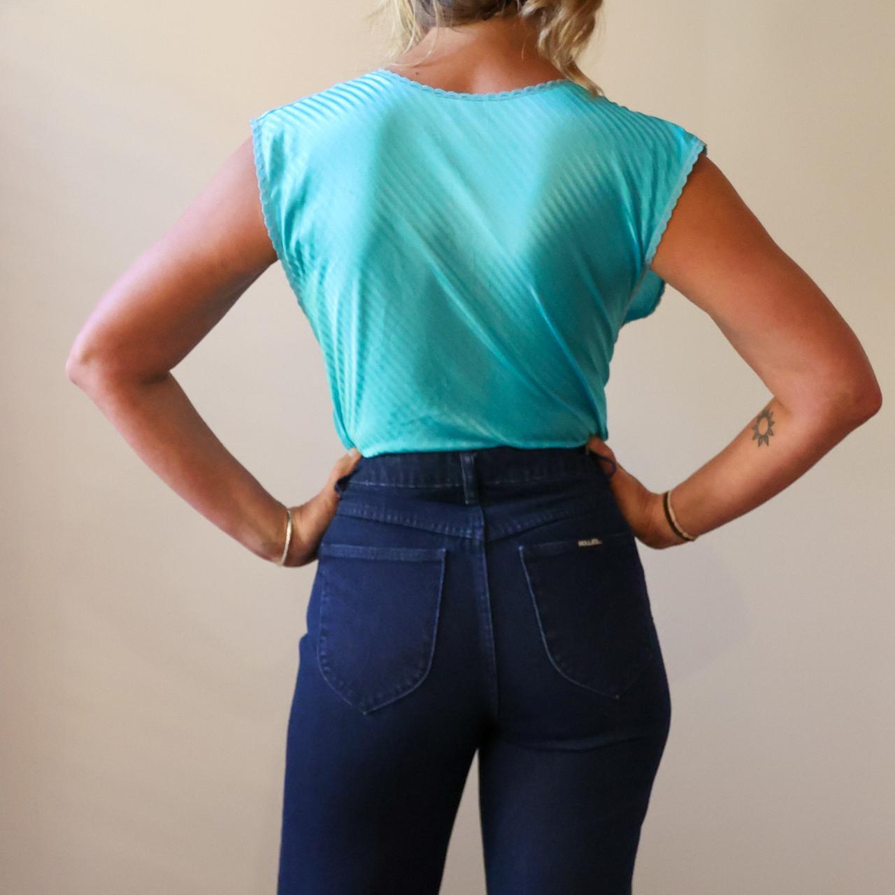 Cyan blue 1980s vintage lace teddy 🌼 This sweet... | Depop