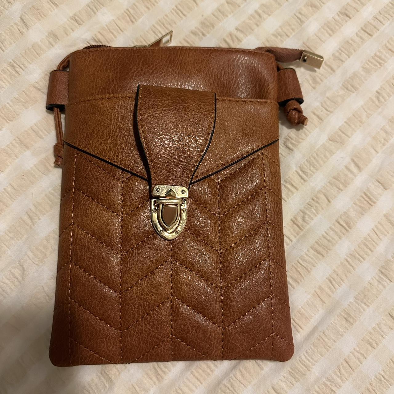 cross body/ over the shoulder brown bag never... - Depop