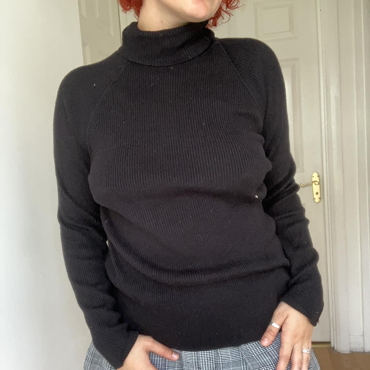 Super cute preppy, goth style oversized roll neck... - Depop