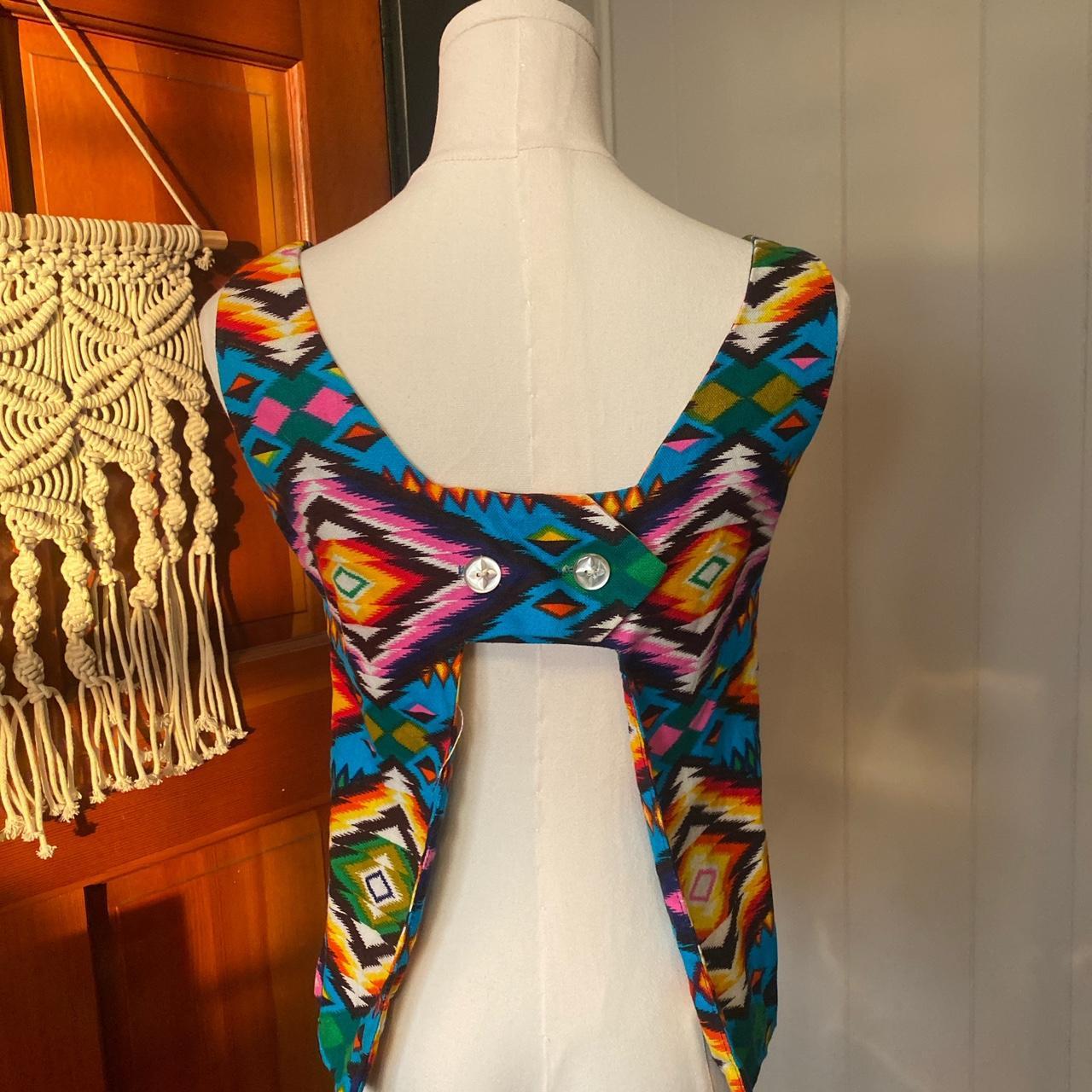 Vintage uniquely printed backless tank top Nice... - Depop