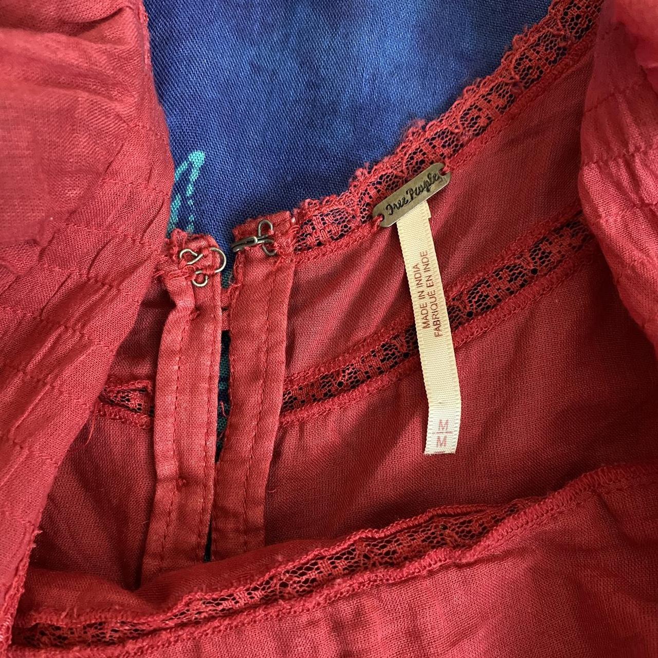 Free People Red Blouse Tag says M but fits like a... - Depop