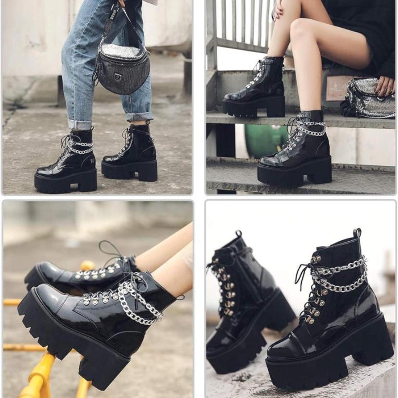 black combat platform boots from amazon. us women’s... - Depop