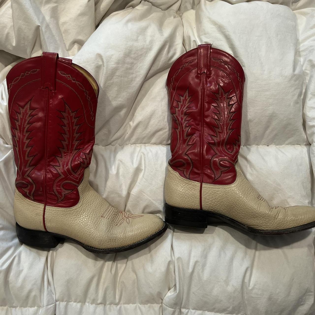 Men's Red and White Boots | Depop