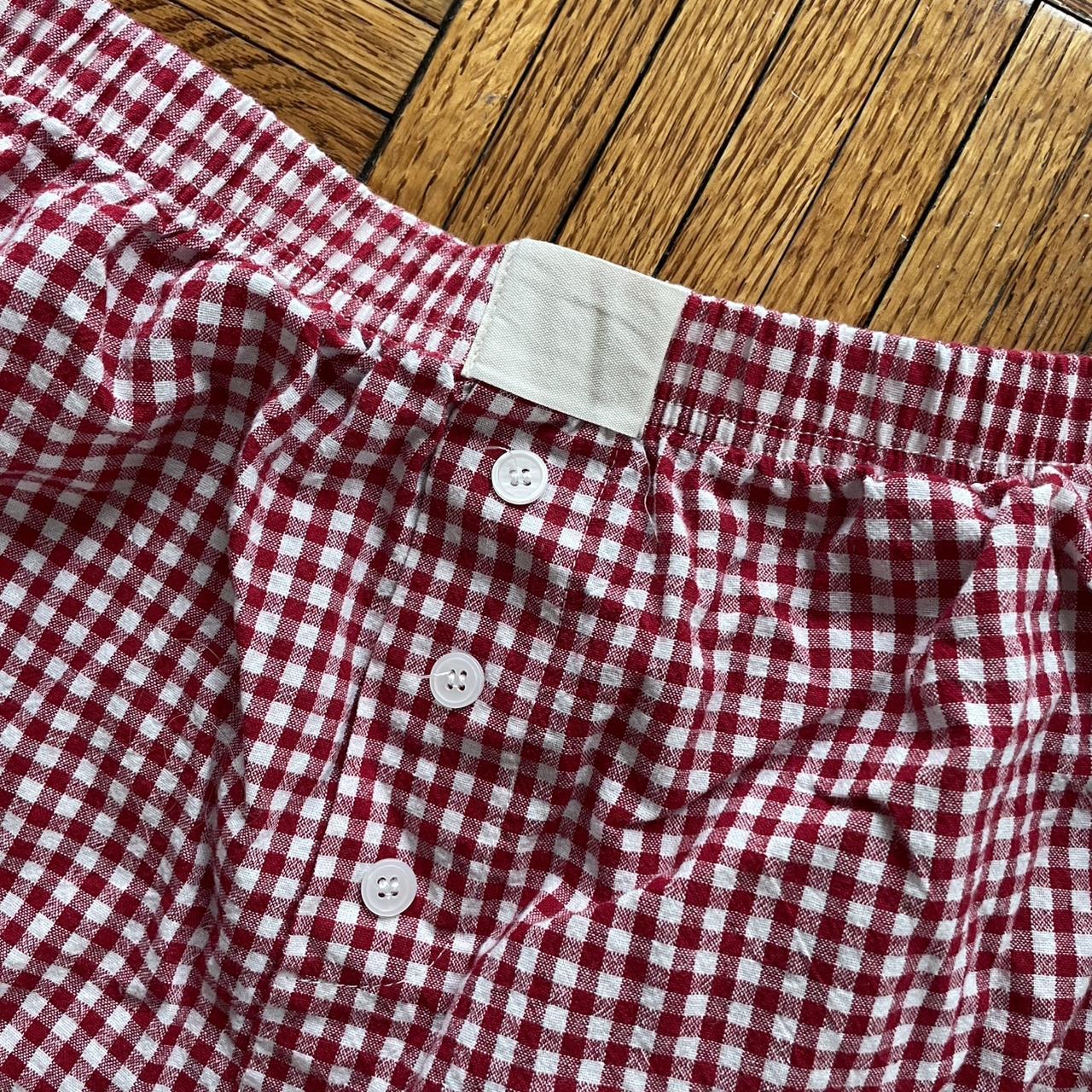 Red and white checkered boxers. No size tag but it... | Depop