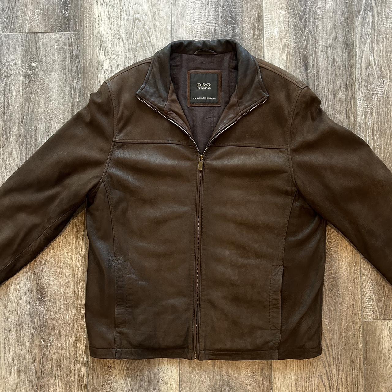 Brown Leather Jacket Medium - Depop