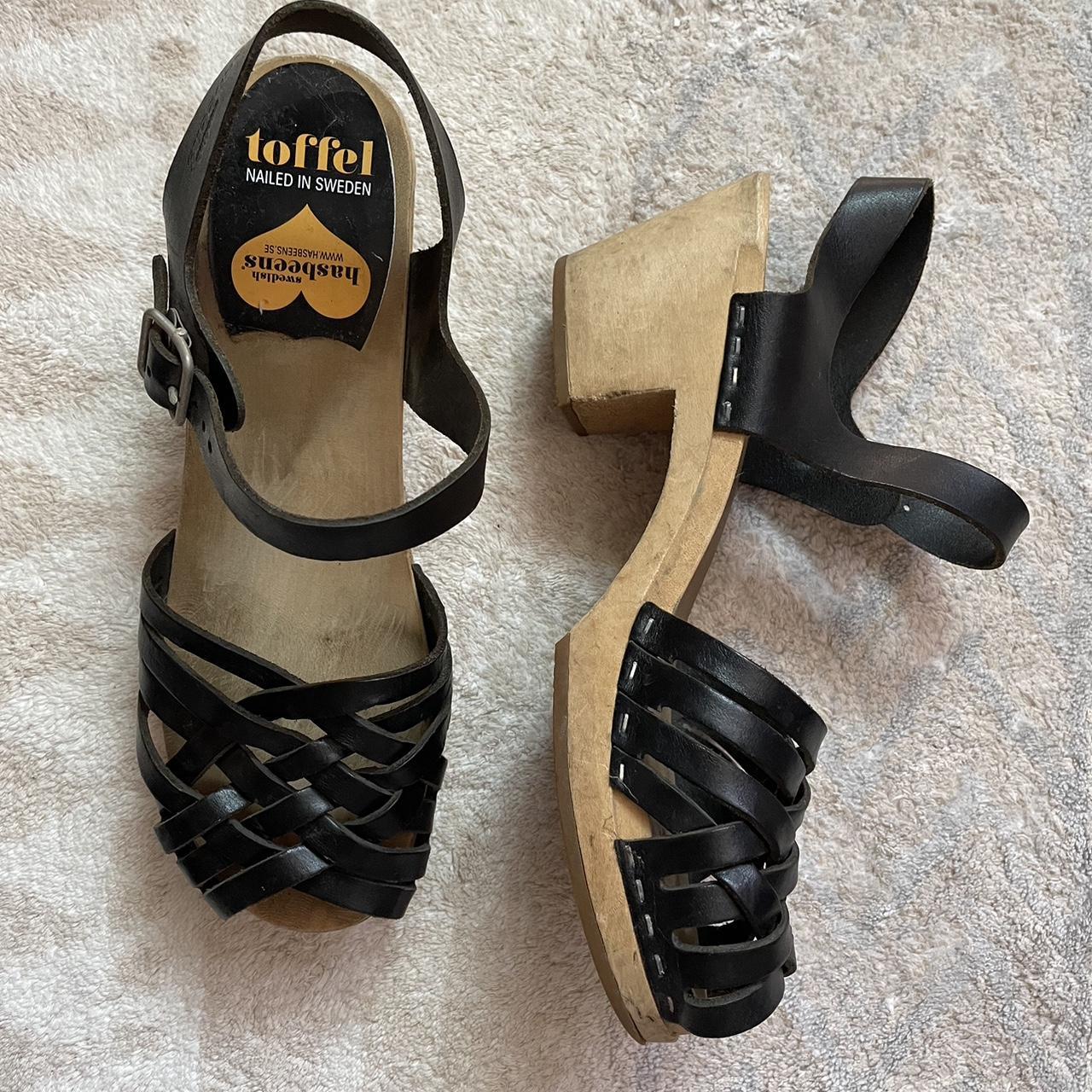 TOFFEL SWEDISH HASBEENS Size 39/ 8.5 Wooden Black... - Depop