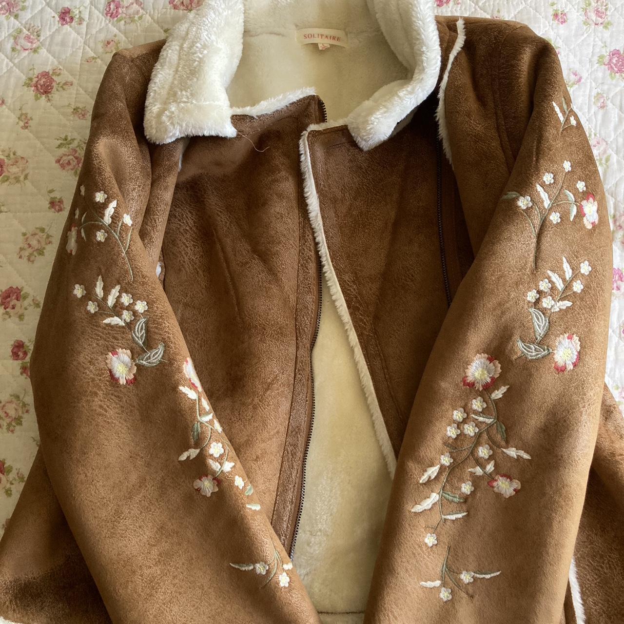 cottagecore coquette winter coat, embroidered... - Depop