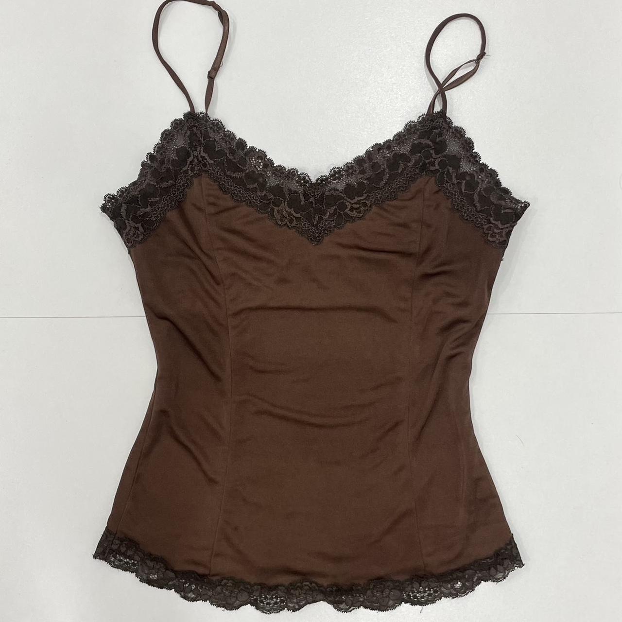 vintage victoria’s secret brown lace satin... - Depop