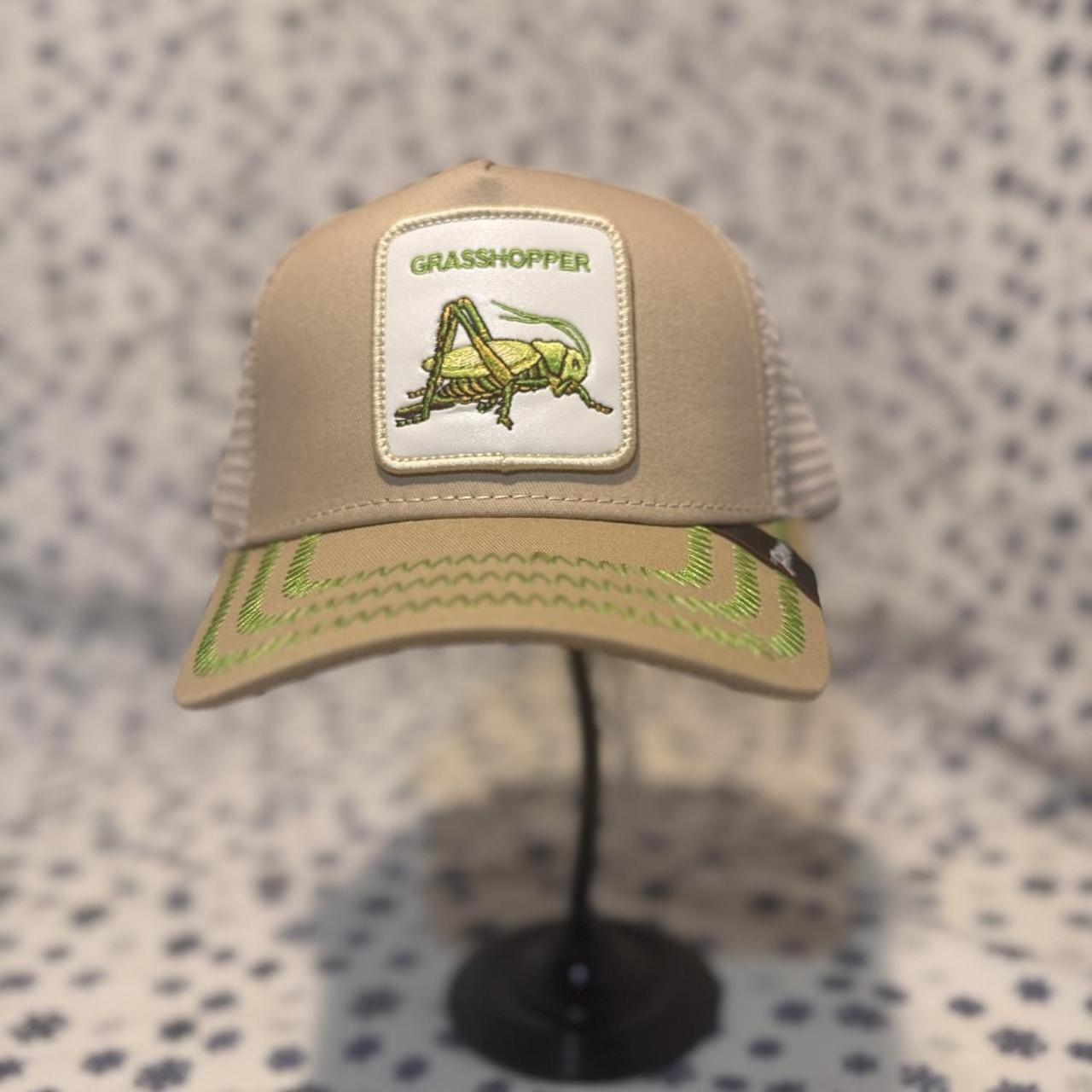 Tan and green Grasshopper trucker hat #streetwear - Depop