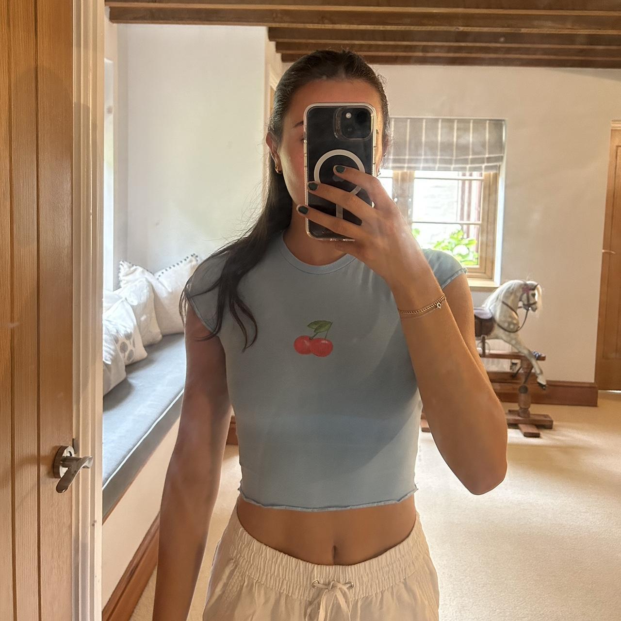 Weekday Crop Top * Cute cherry design * Size XS - Depop