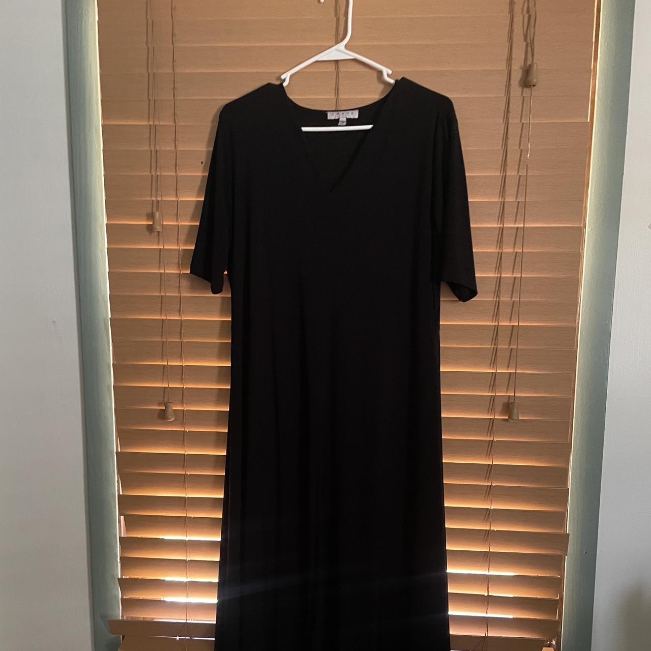 CHAUS XL Black Long V Neck Dress - Depop