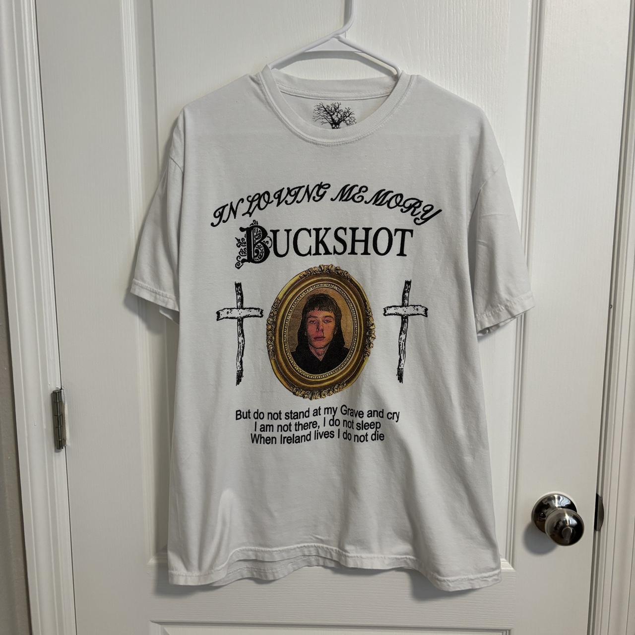 in loving memory buckshot shirt large has a tiny... - Depop