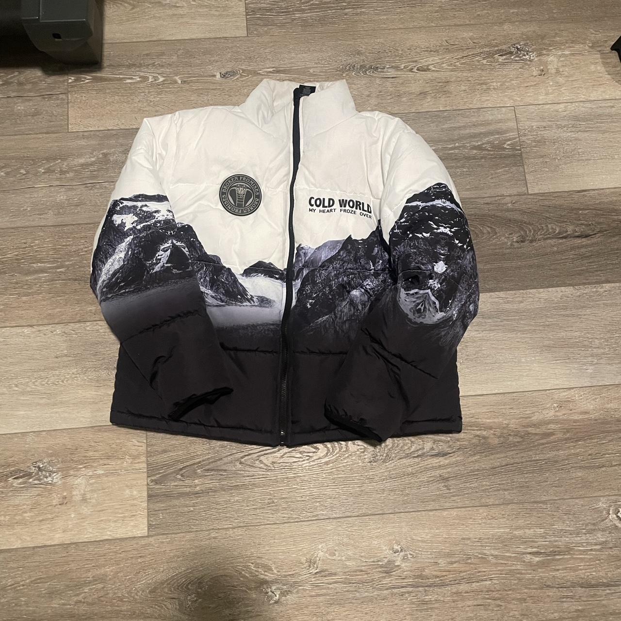 Broken promises puffer jacket like new men’s medium - Depop