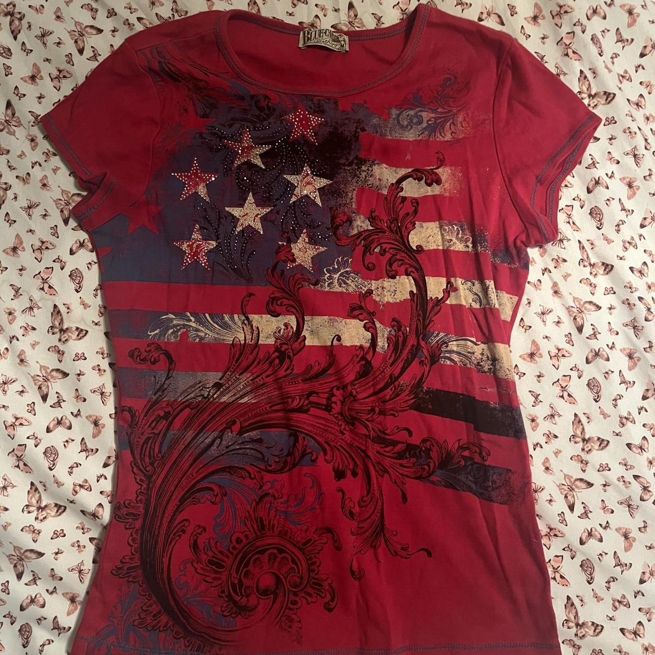 Blue canyon Red and blue American flag shirt supa... - Depop