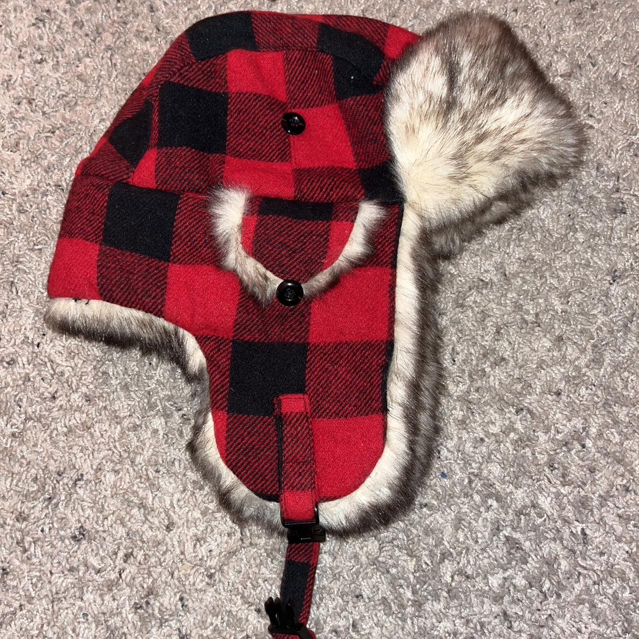 Red plaid ushanka One size fits most - Depop
