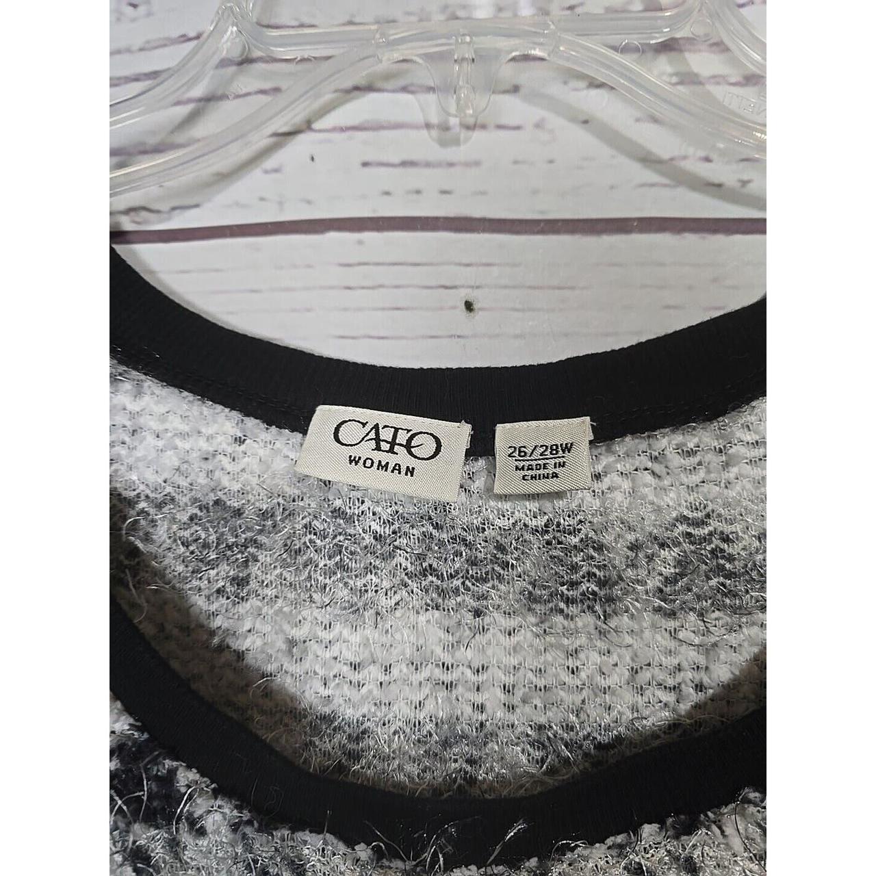 Cato Black White Herringbone Long Sleeve Pullover... - Depop