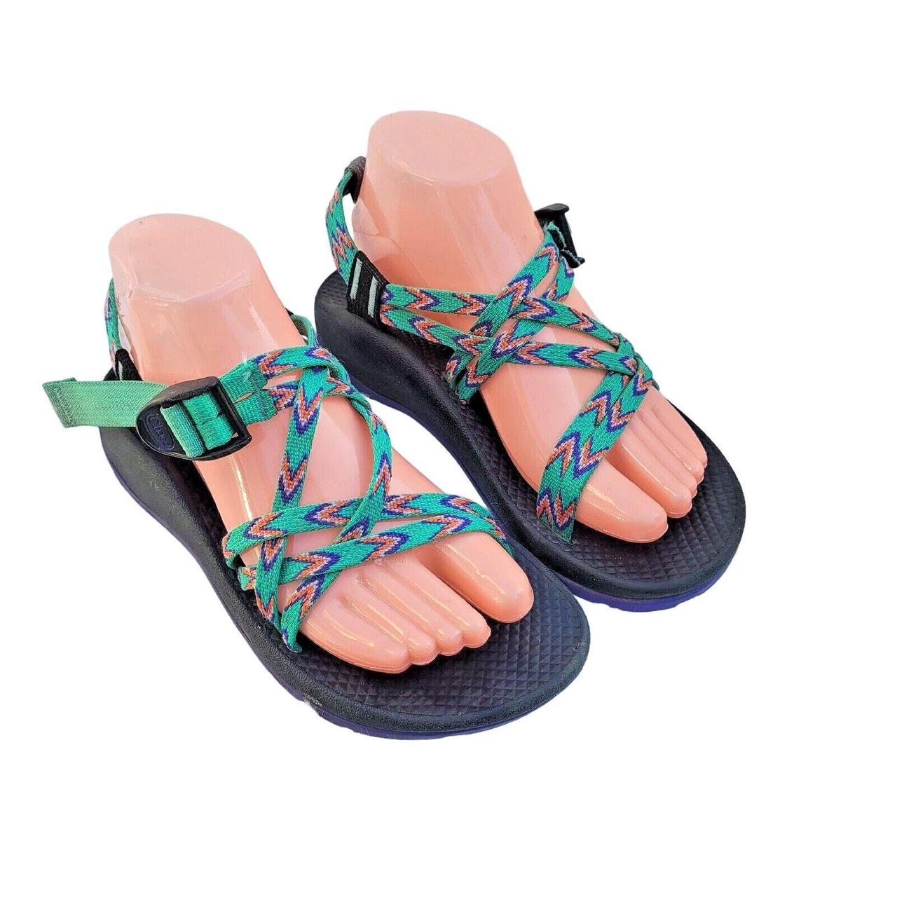 Chaco ZX/1 Mint Green Purple Eco-Tread Strappy... - Depop