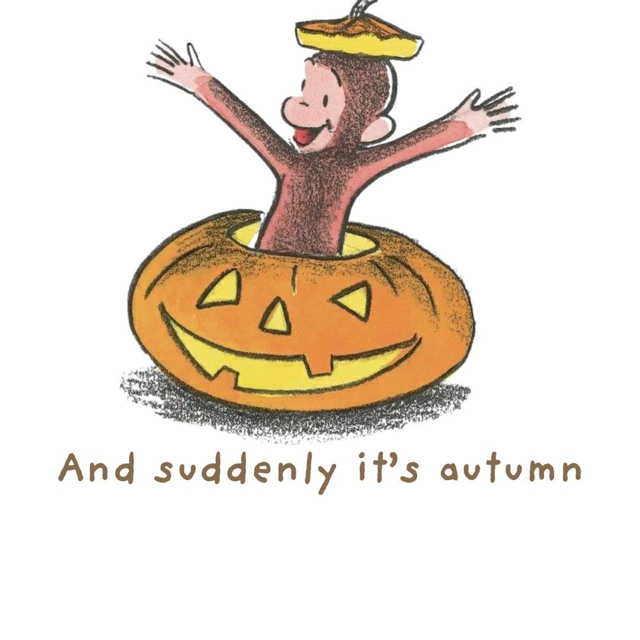 Handmade Fall Curious George Pumpkin Graphic Baby... | Depop