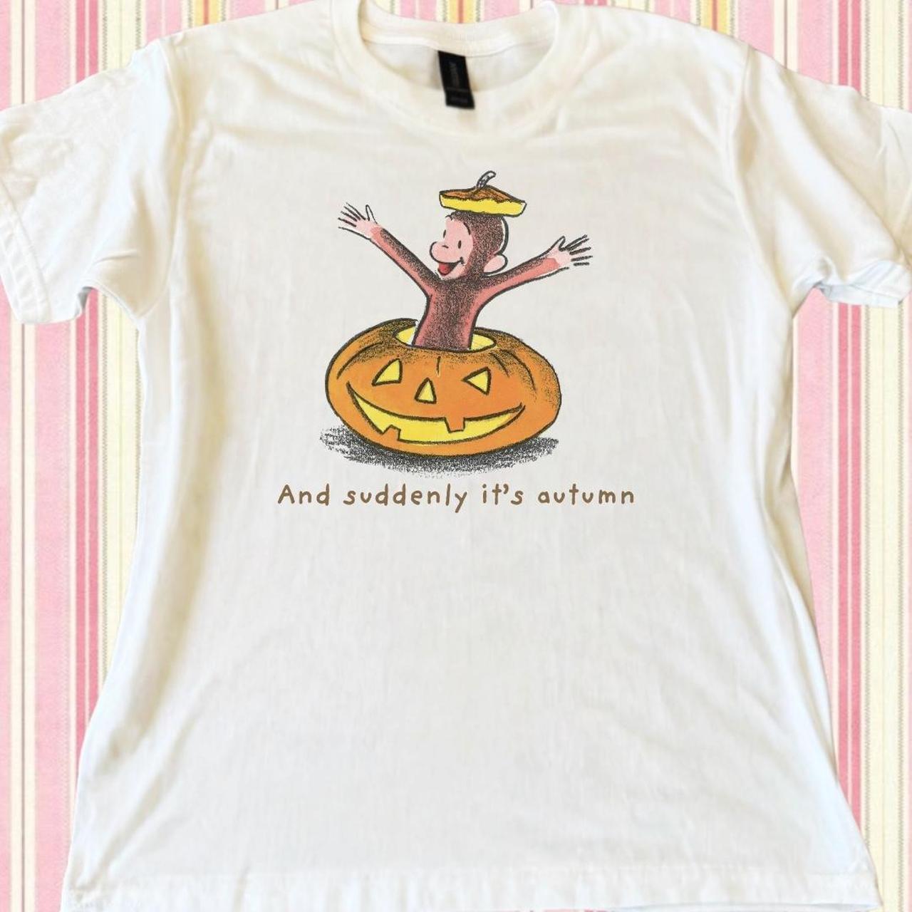 Handmade Fall Curious George Pumpkin Graphic Baby... | Depop