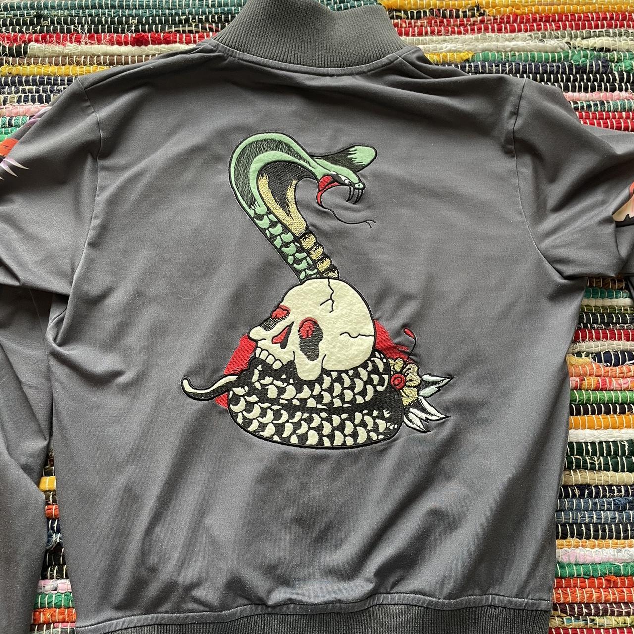 Ed Hardy Graphic Patchwork Jacket - Depop