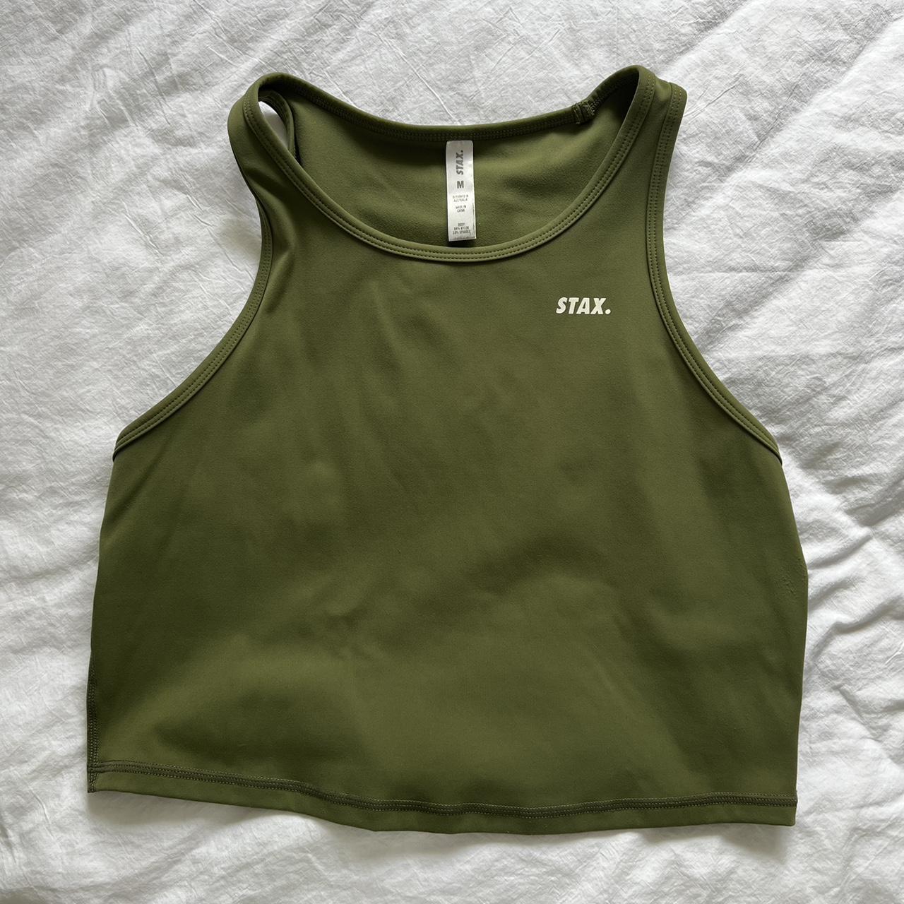 STAX. Green cropped tank #stax #activewear - Depop
